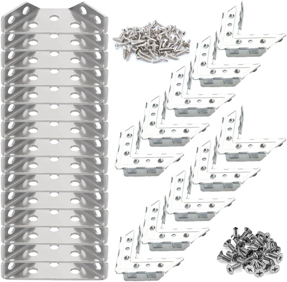 25PCS Universal Stainless Steel Furniture Corner Connector with 40 ...