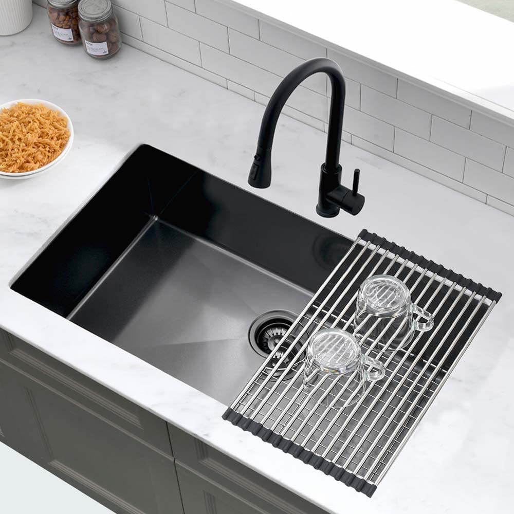 30 Inch Black Undermount Kitchen Sink- Wesliv 30x19 Inch Matte Black ...
