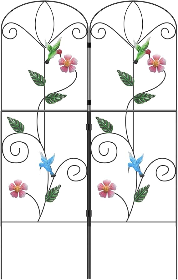 Amazon.com : Garden Trellis, 2 Pack Hummingbird Metal Garden Trellis ...