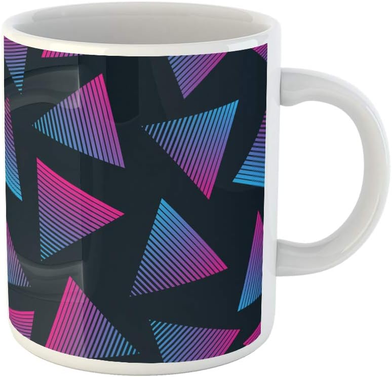 Amazon.com: Awowee Coffee Mug Blue Pattern 80S Retro Pink 90S Electro ...