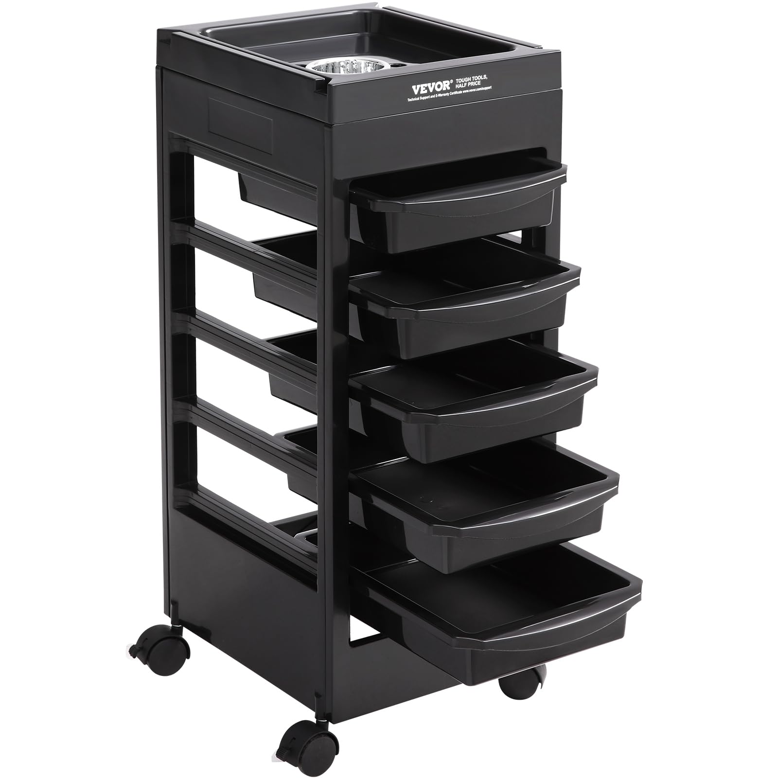 VEVOR Beauty Salon Trolley Cart, Plastic Salon Rolling Cart for Stylist ...