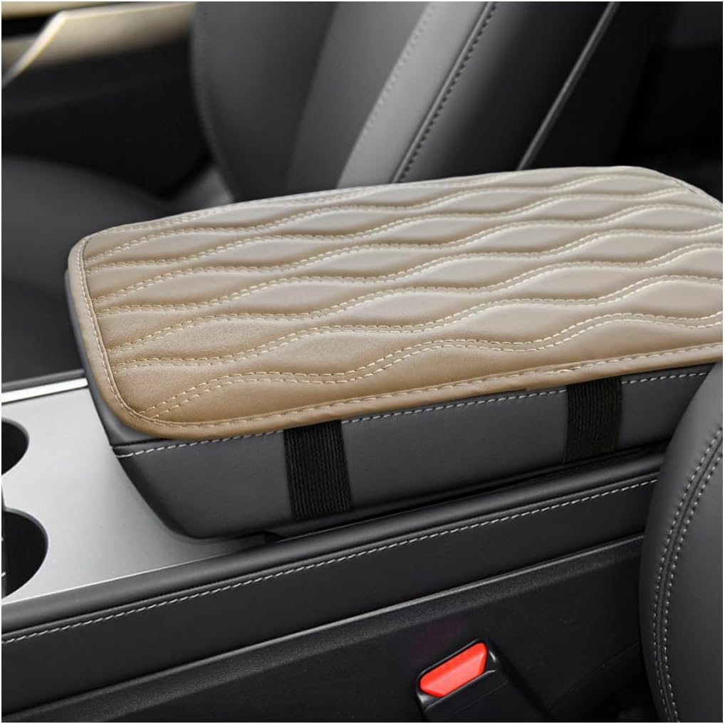 Car Center Console Pad, 12.5"× 7.4" Leather Comfortable Auto Armrest ...