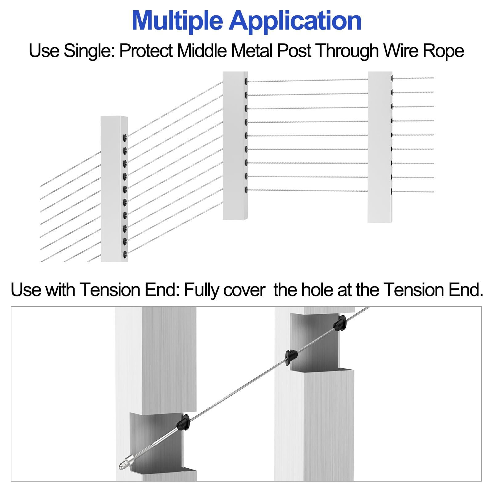 Snapklik.com : CKE 100 Pack 30 Degree Replaceable Cable Railing Rubber ...