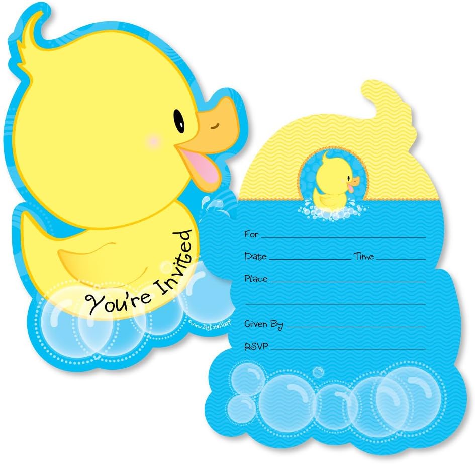 Amazon.com : Big Dot of Happiness Ducky Duck - Shaped Fill-In ...