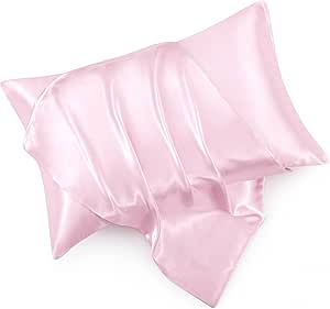 Amazon.com: HommxJF Pink Satin Pillowcase Standard Set of 2 with ...