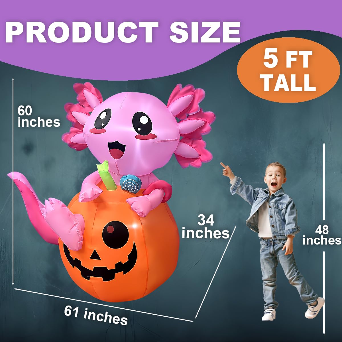 Snapklik.com : 5FT Halloween Inflatable Pumpkin Axolotl Decorations ...