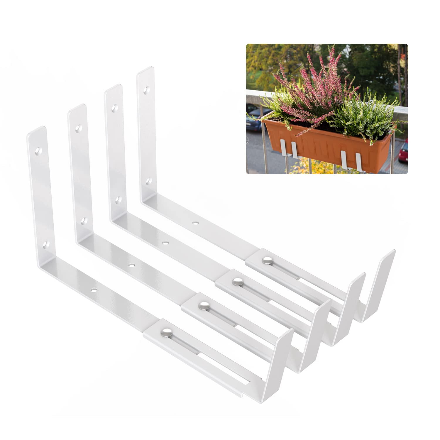 Buy 4 Packs er Box Brackets, Adjustable Shelf Bracket for Window Boxes ...