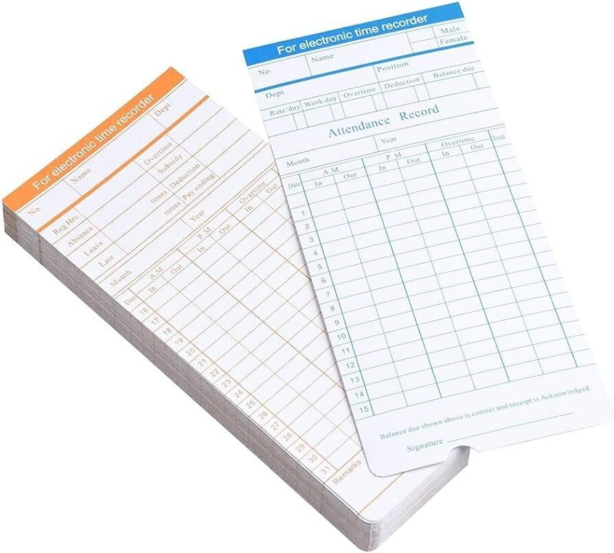 Buy Monthly Attendance Time Cards Time Punch Clock, Employee Attendance ...