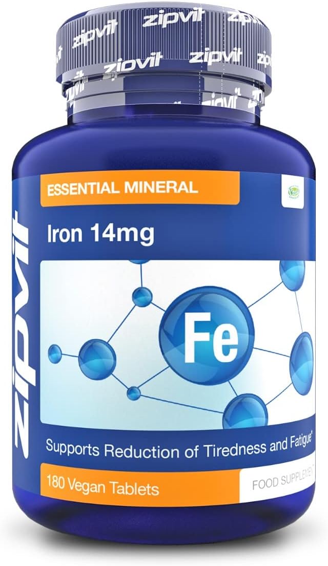 Iron Tablets 14mg, 180 Vegan Tablets. Supports Cognitive Function and ...