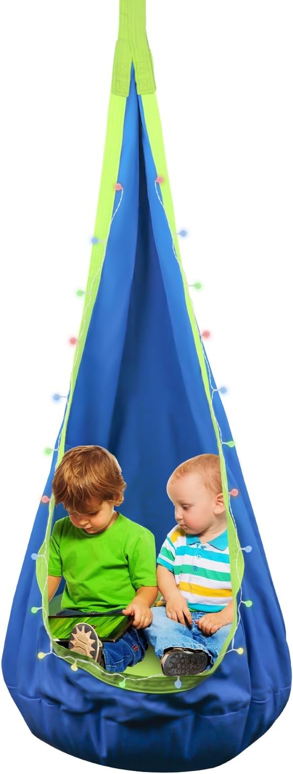 Amazon.com: VEVOR Kids Pod Swing Seat with LED Lights, Hanging Hammock ...