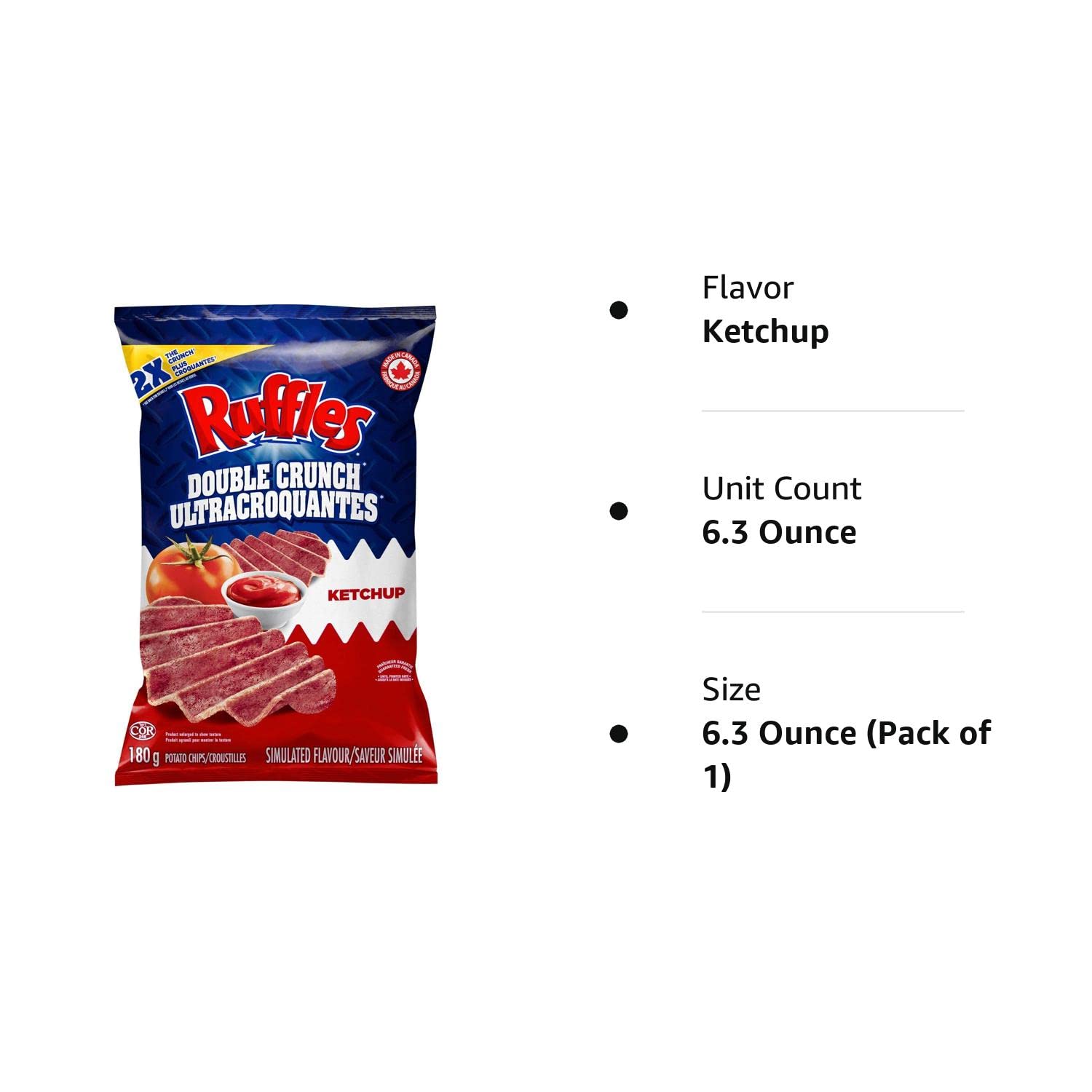 Ruffles Patatas fritas de salsa de tomate doble crujiente 635oz63 onzas ...