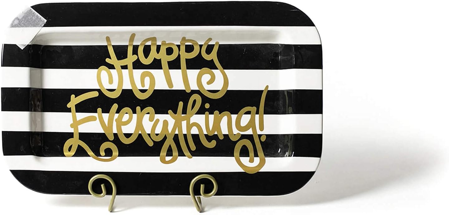 Amazon.com | Happy Everything! Black Stripe Big Square Serving Platter ...