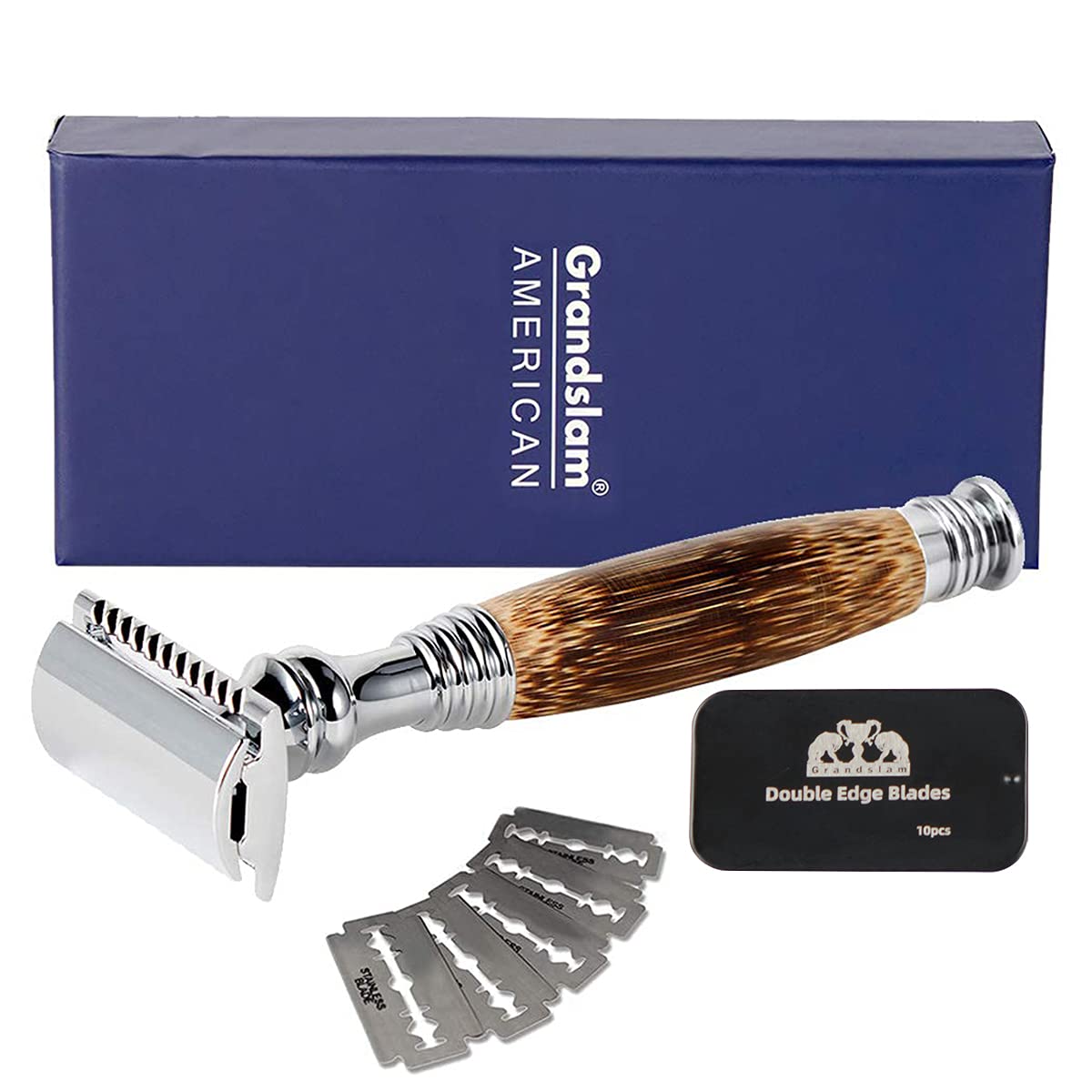 Amazon.com: Grandslam Double Edge Safety Razor + 10 Blades Safety Razor ...