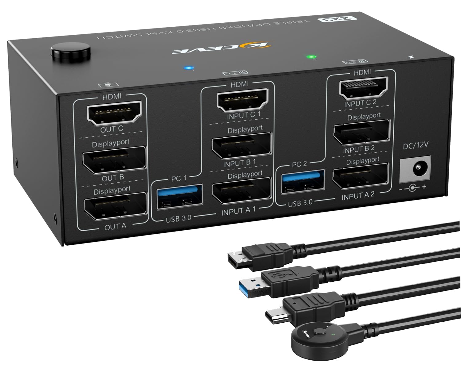 Snapklik.com : KVM Switch 3 Monitors 2 Computers, Triple Monitors KVM ...