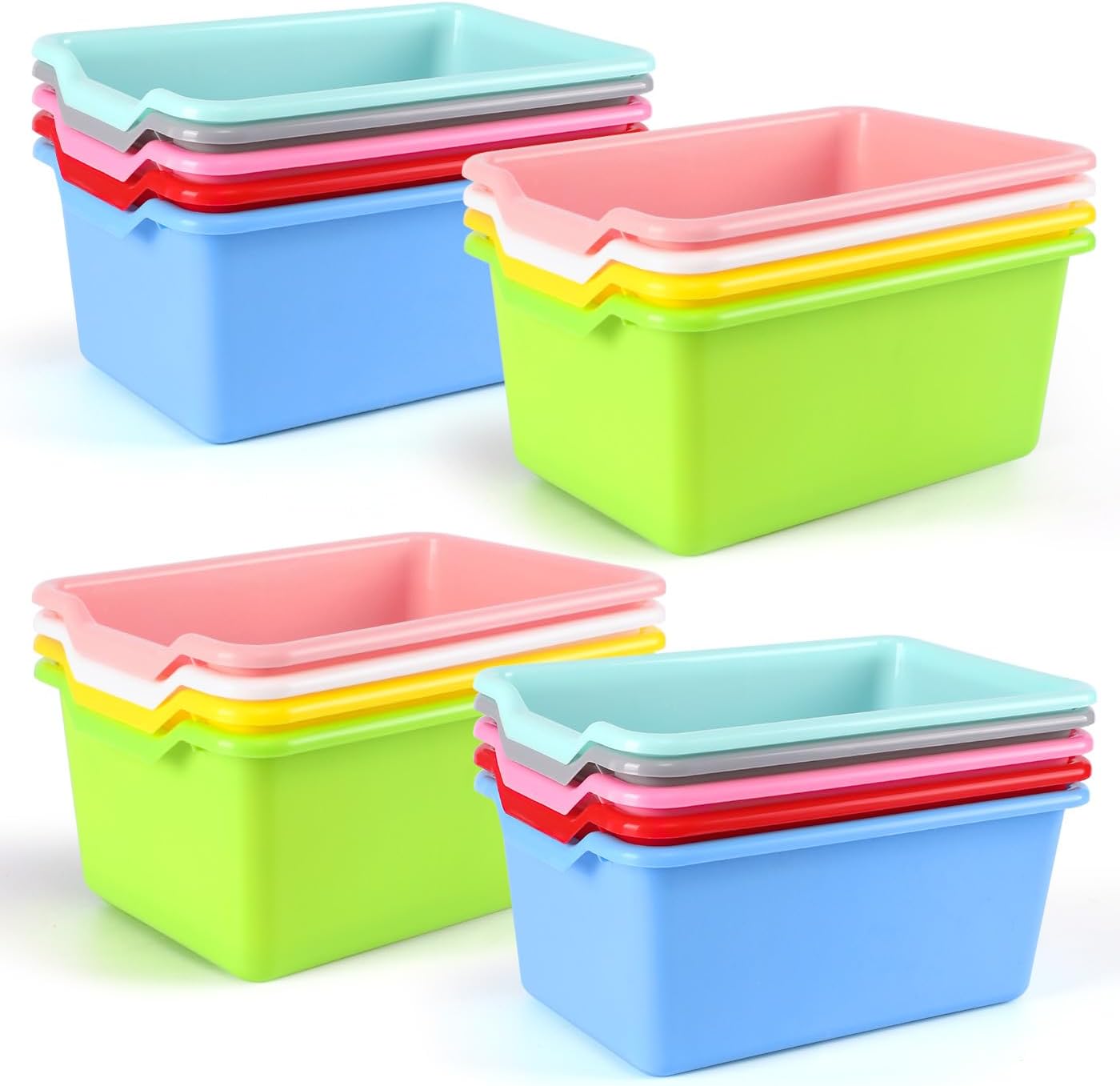 Amazon.com: DI QIU REN 18PCS Cubby Storage Bins, 9 Colors Plastic Book ...