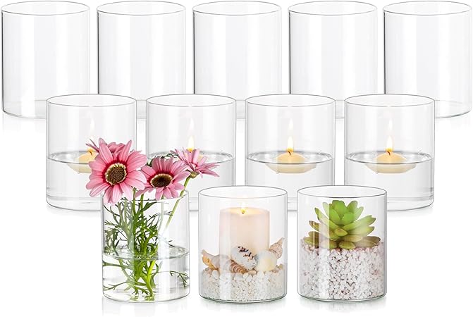 Amazon.com: Small Glass Cylinder Vases for Centerpieces, Hewory 12pcs ...
