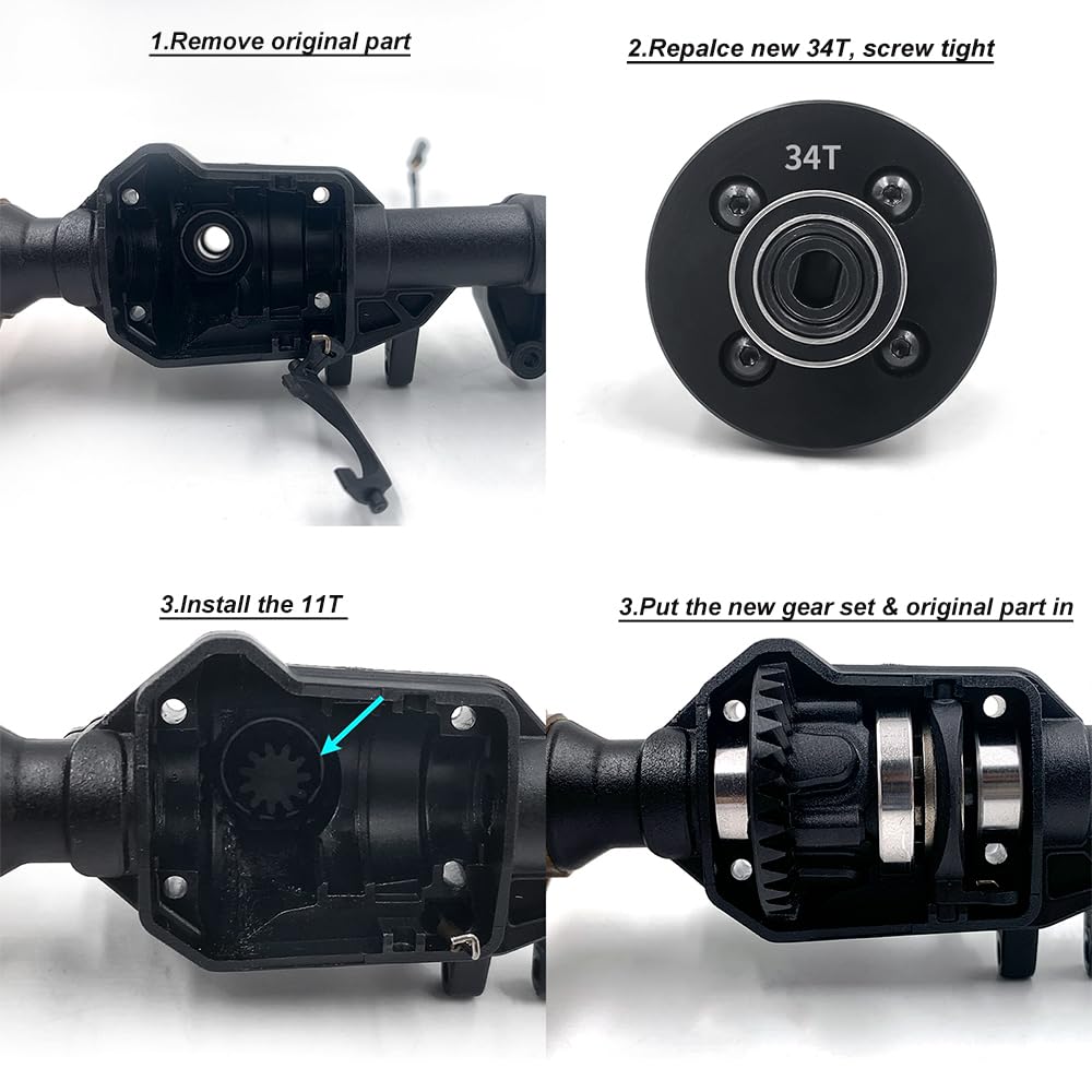 Snapklik.com : 11T/34T Differential Axle Gears Aluminum Alloy Stock ...