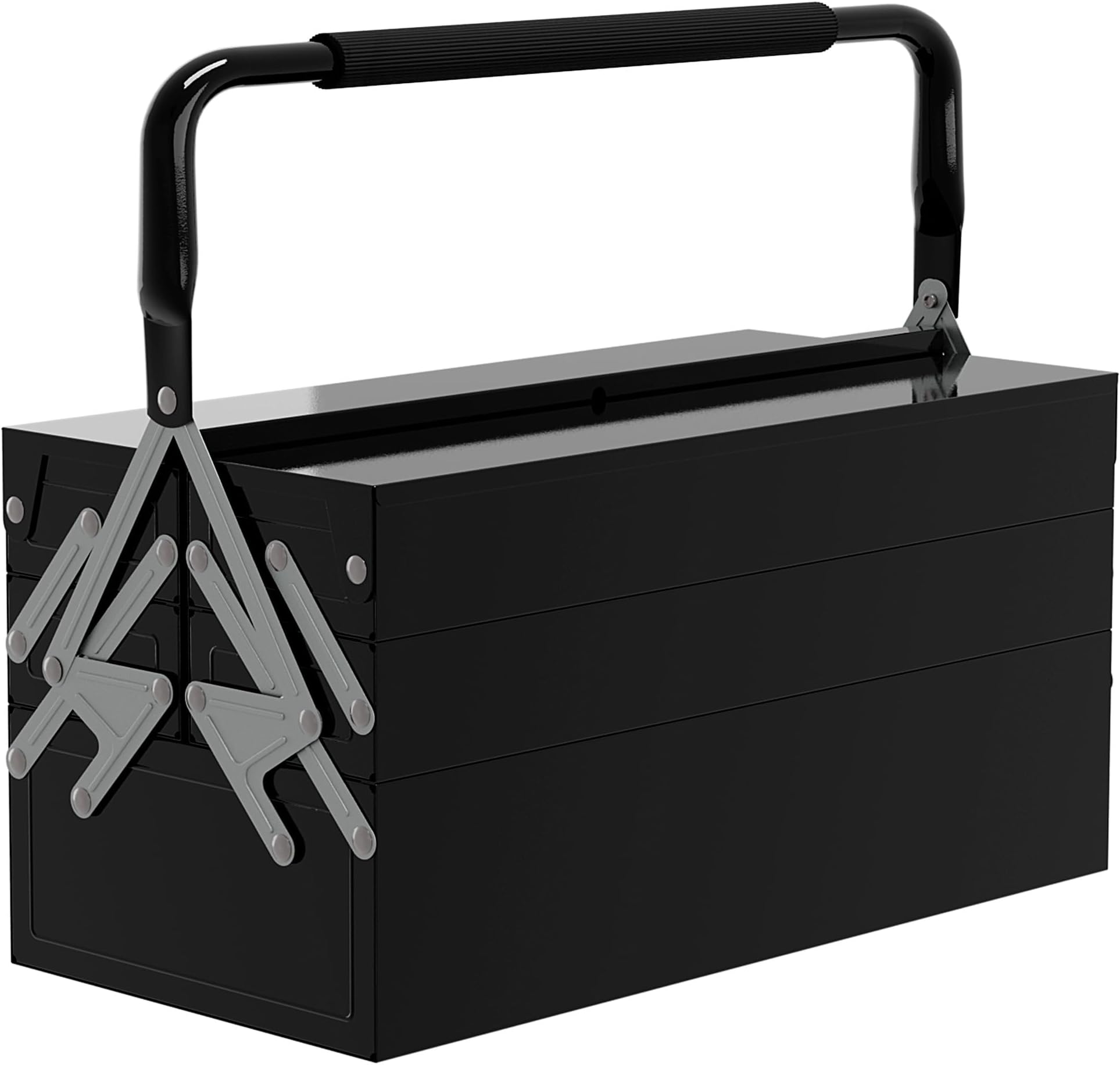 DURHAND Metal Tool Box 3 Tier 5 Tray Professional Portable Storage ...