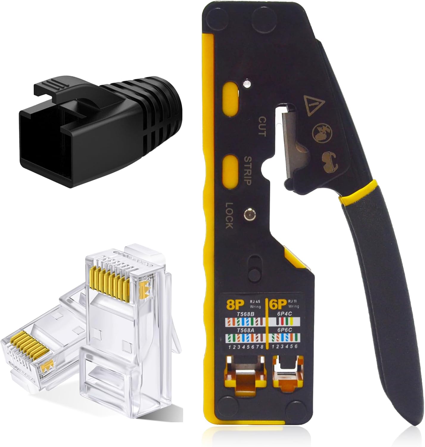 Amazon.com: Kit de herramientas de crimpado RJ45, crimpadora Ethernet ...