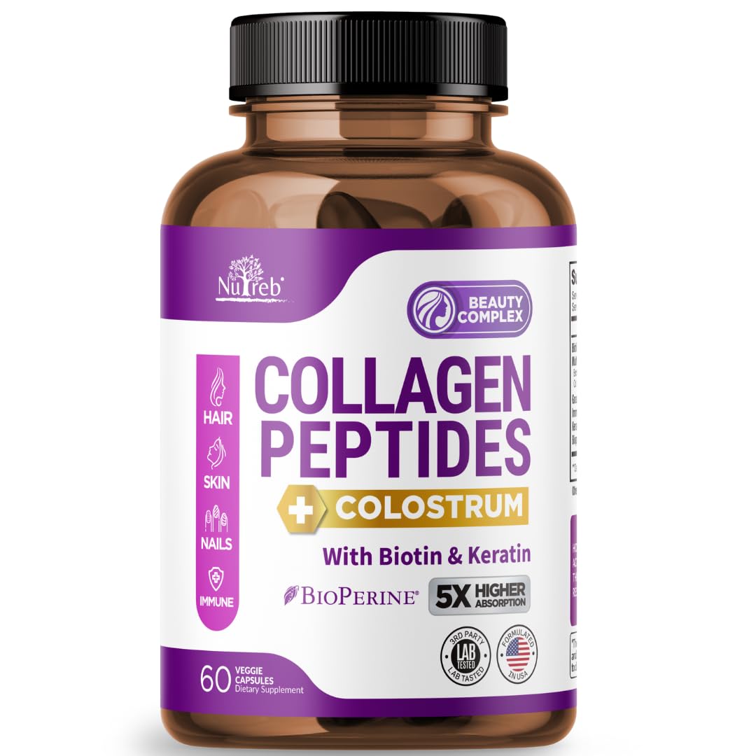Amazon.com: Nutreb Collagen Peptides for Women with Colostrum, Biotin ...