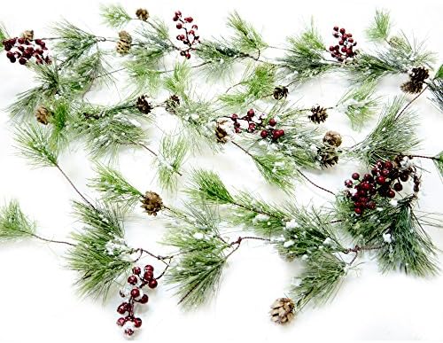 Amazon.com: 6' Long Snowy Artificial Pine and Cedar Christmas Garland ...