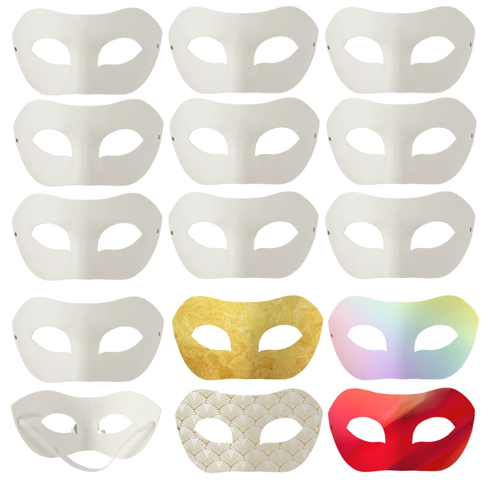 Amazon.com: Acrux7 30 Pack Paper Masks Blank Paintable Craft Mask, Half ...