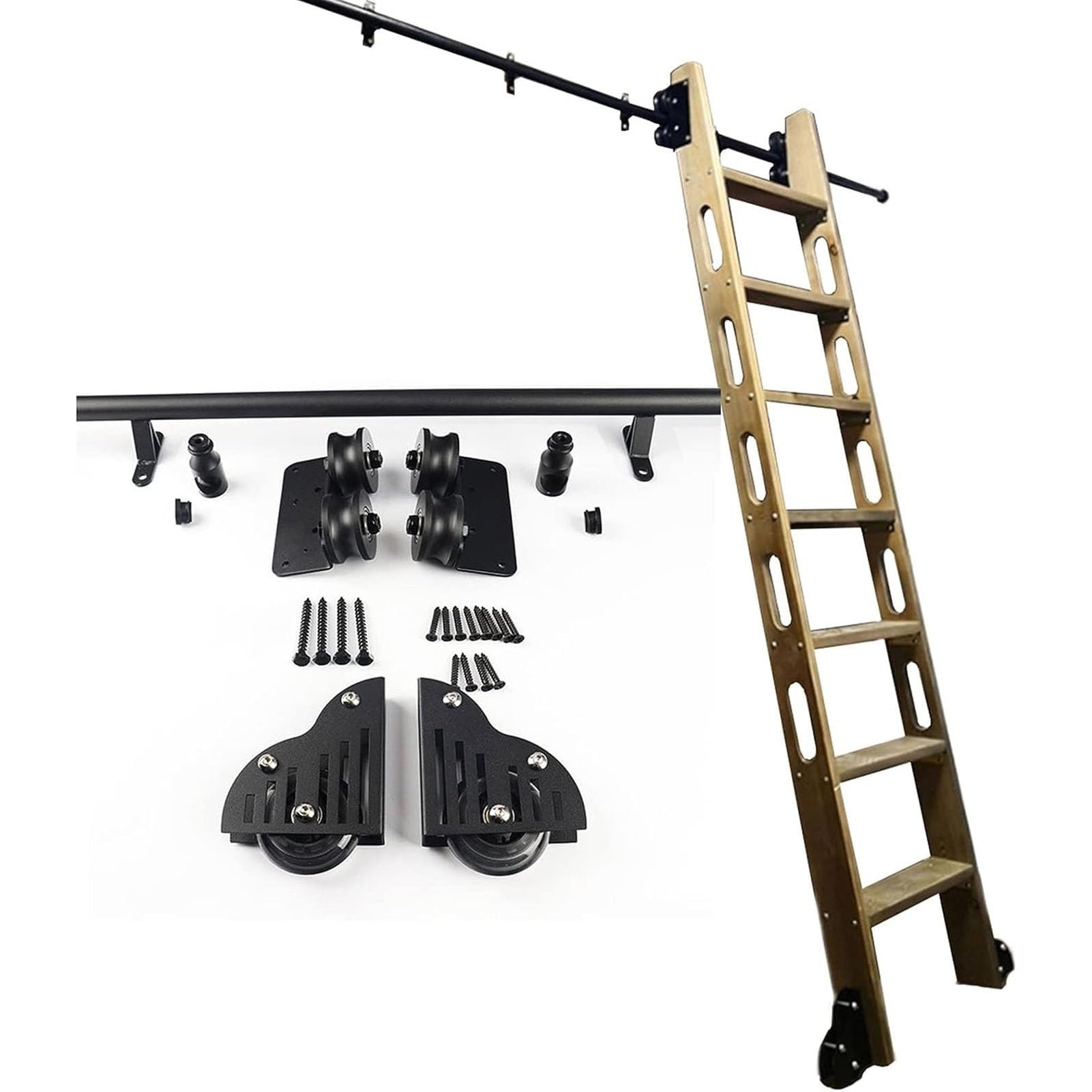 Wooden Ladders Home Depot Amazon.com: Sliding Ladder Kit Rolling