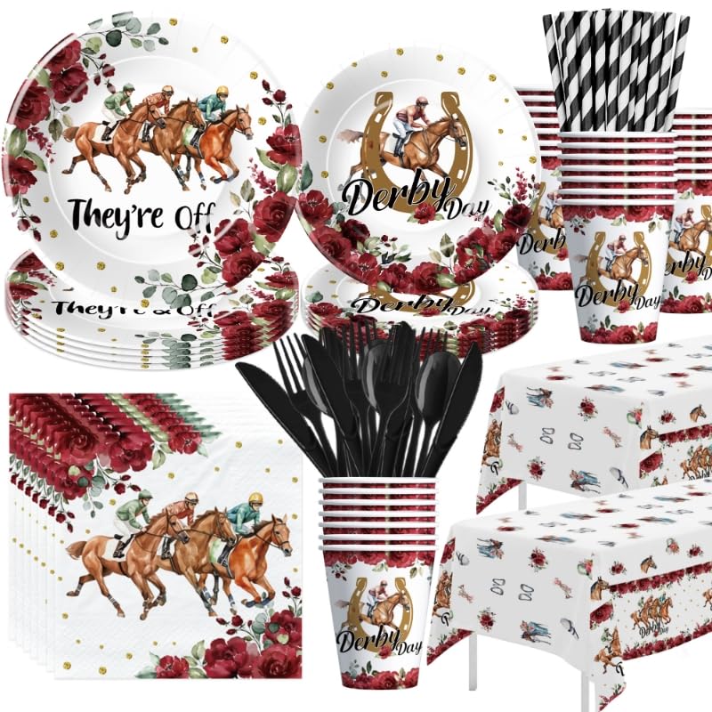 Amazon.com: Xenorik Derby Day Party Decorations Tableware - Kentucky ...