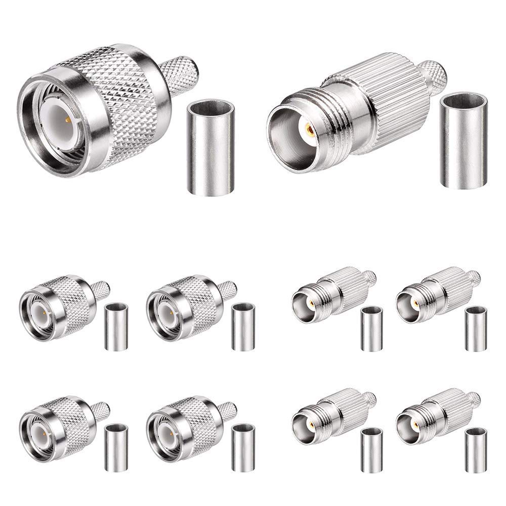 RF SIGNAL TNC Crimp Connectors Kit TNC Male + TNC Female Crimp Solder ...