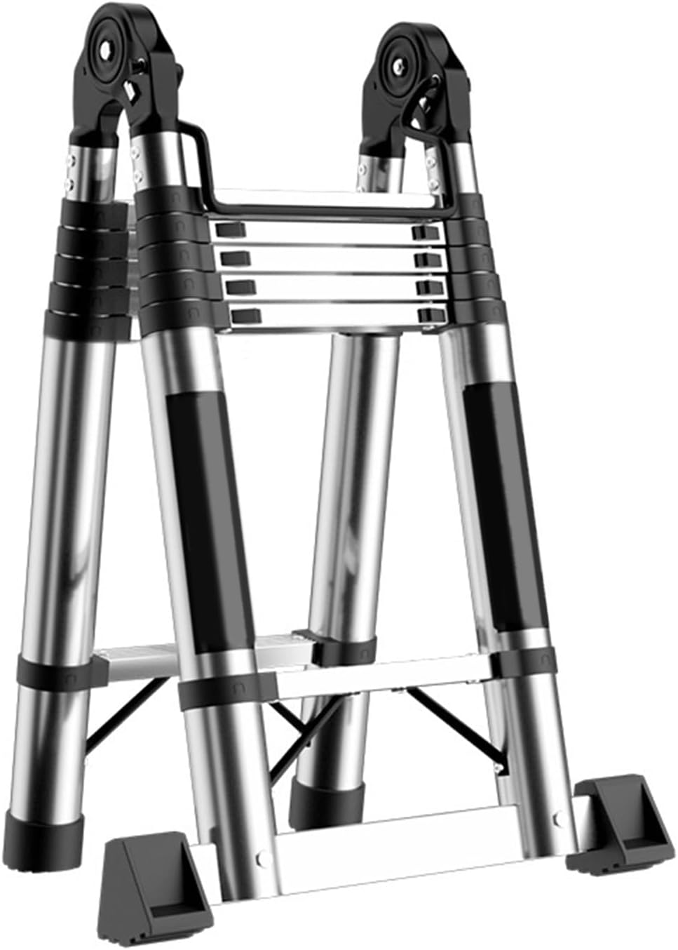 A-Frame Telescoping Ladder 12.5ft 6 + 6 Steps Adjustable Height with ...