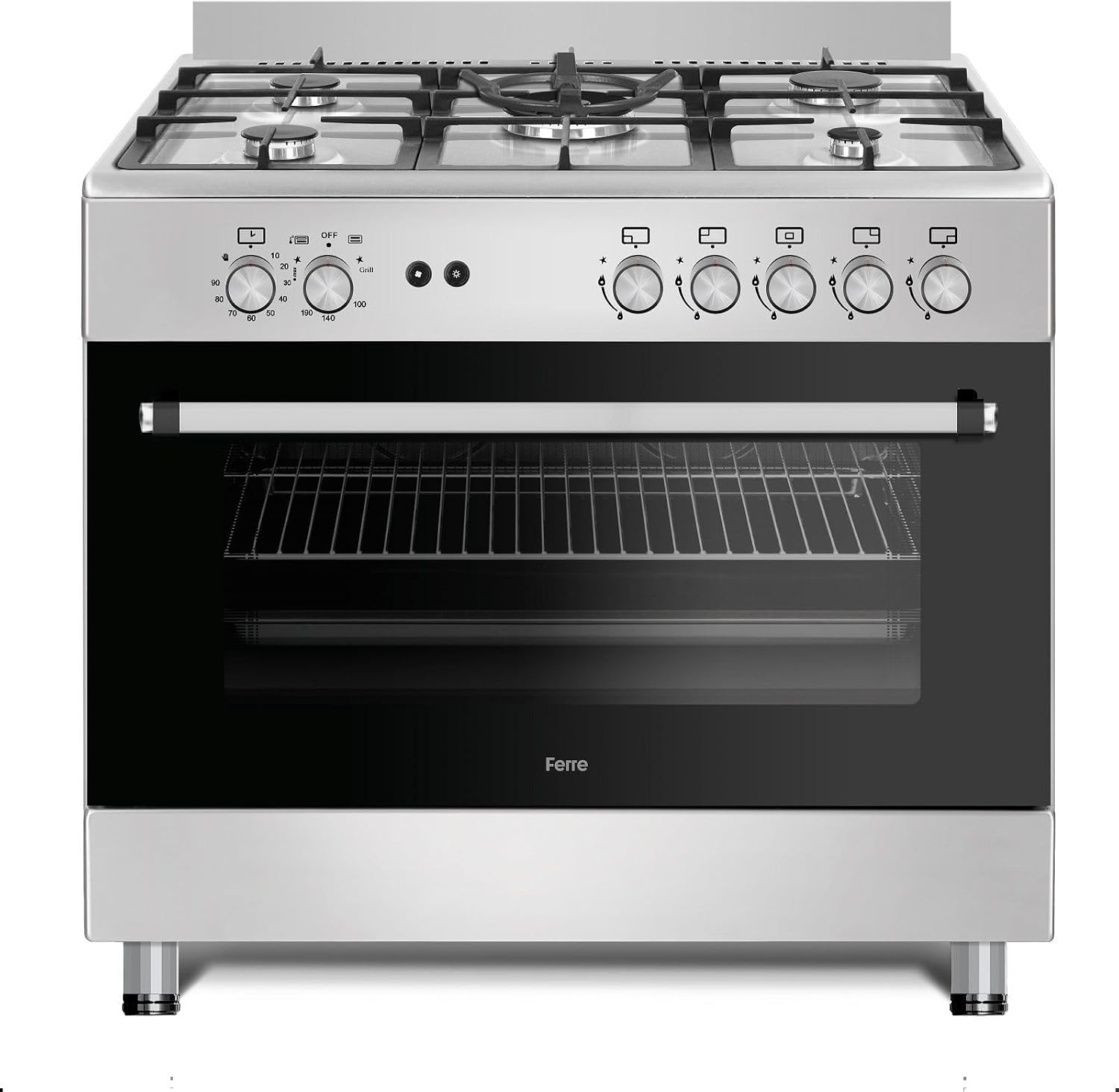 Ferre F9S50GF-X3-IN 90cm Gas Range Cooker With Double Turbo Fan & Wok ...