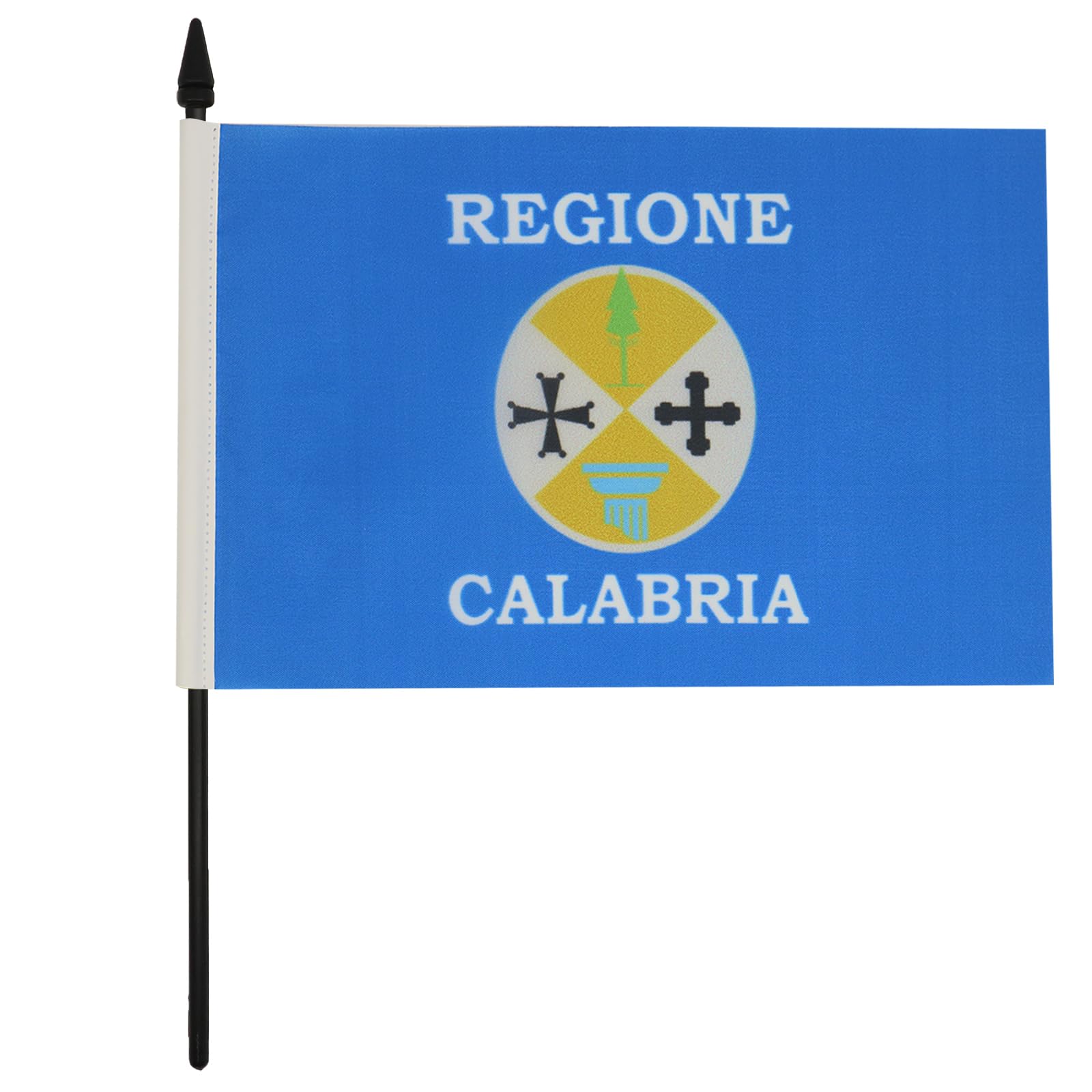 Bandera De Calabria Italia Waving Ribbon Or Banner With Flag Of