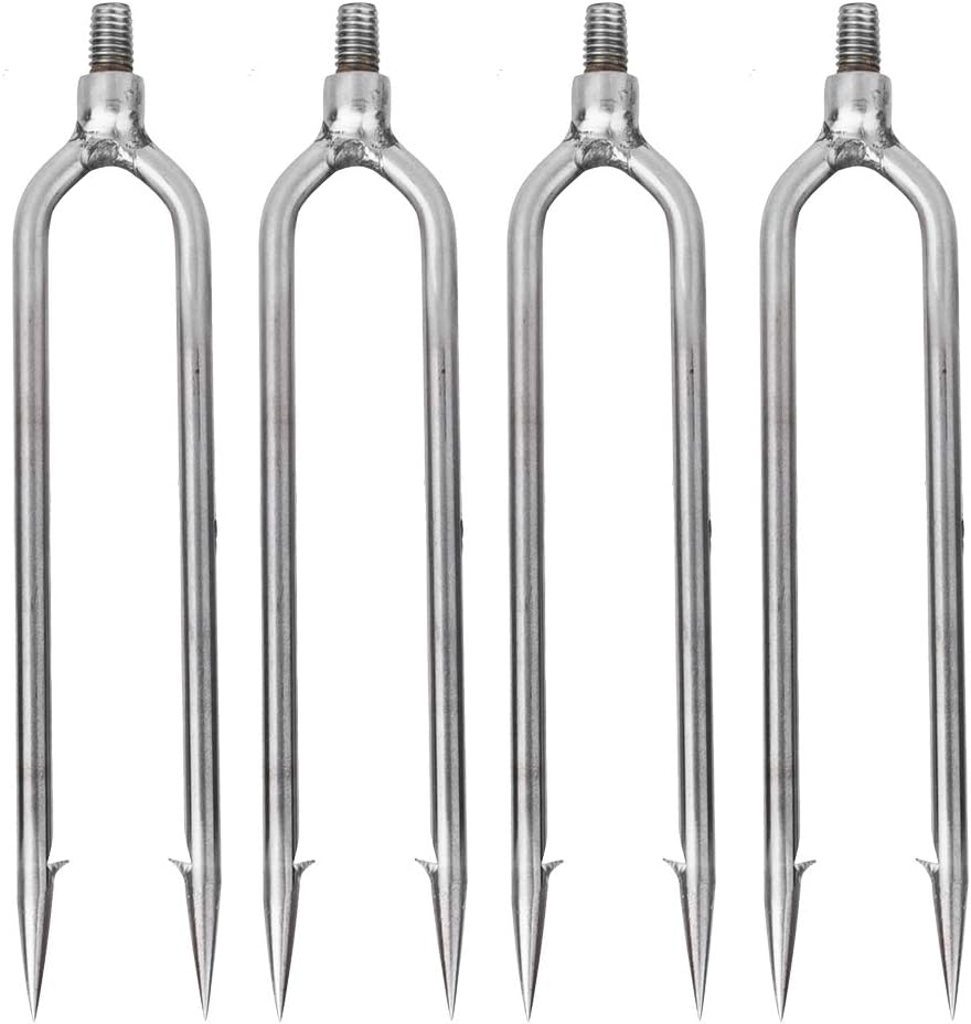 Amazon.com : 4 Pcs Stainless, Gig Gaff Hook Fish Steel 2 Prongs Spear ...