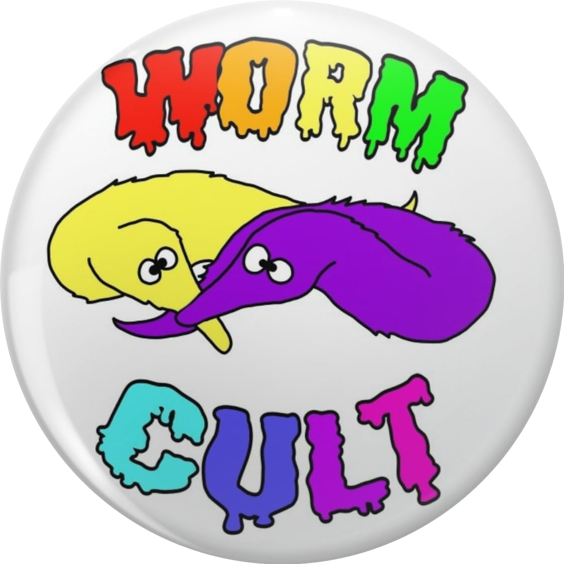 Amazon.com: Worm Cult Rainbow Worm on a String funny meme Lapel Pin ...