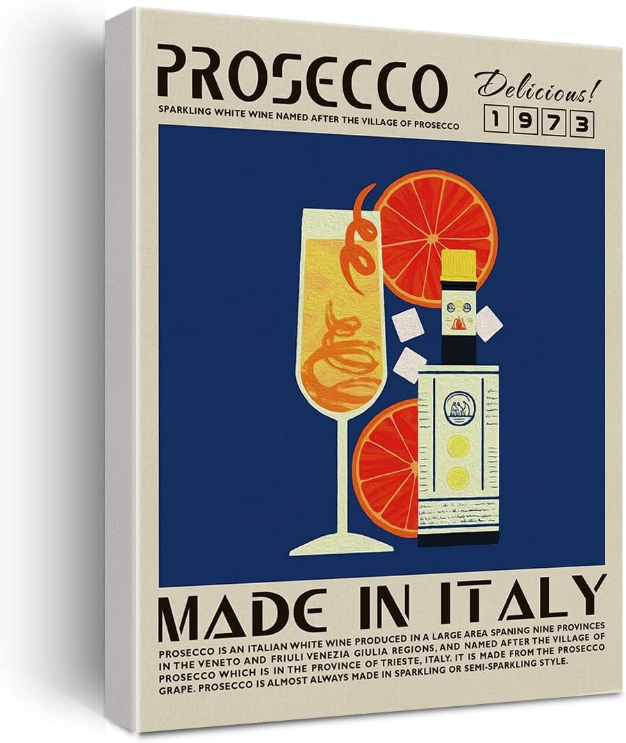 Amazon.com: Funny Cocktail Canvas Print Decor Prosecco Art Wall ...