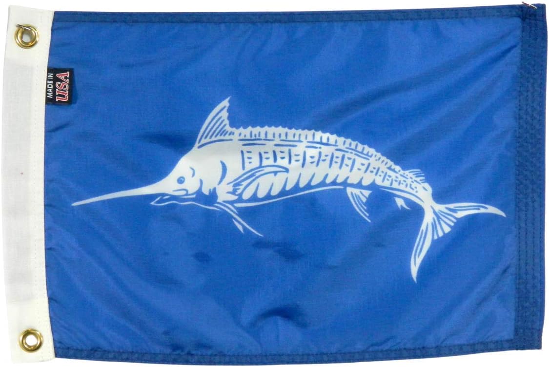 Amazon.com : 12x18" White Marlin Boat Fishing Flag, All Weather Nylon ...
