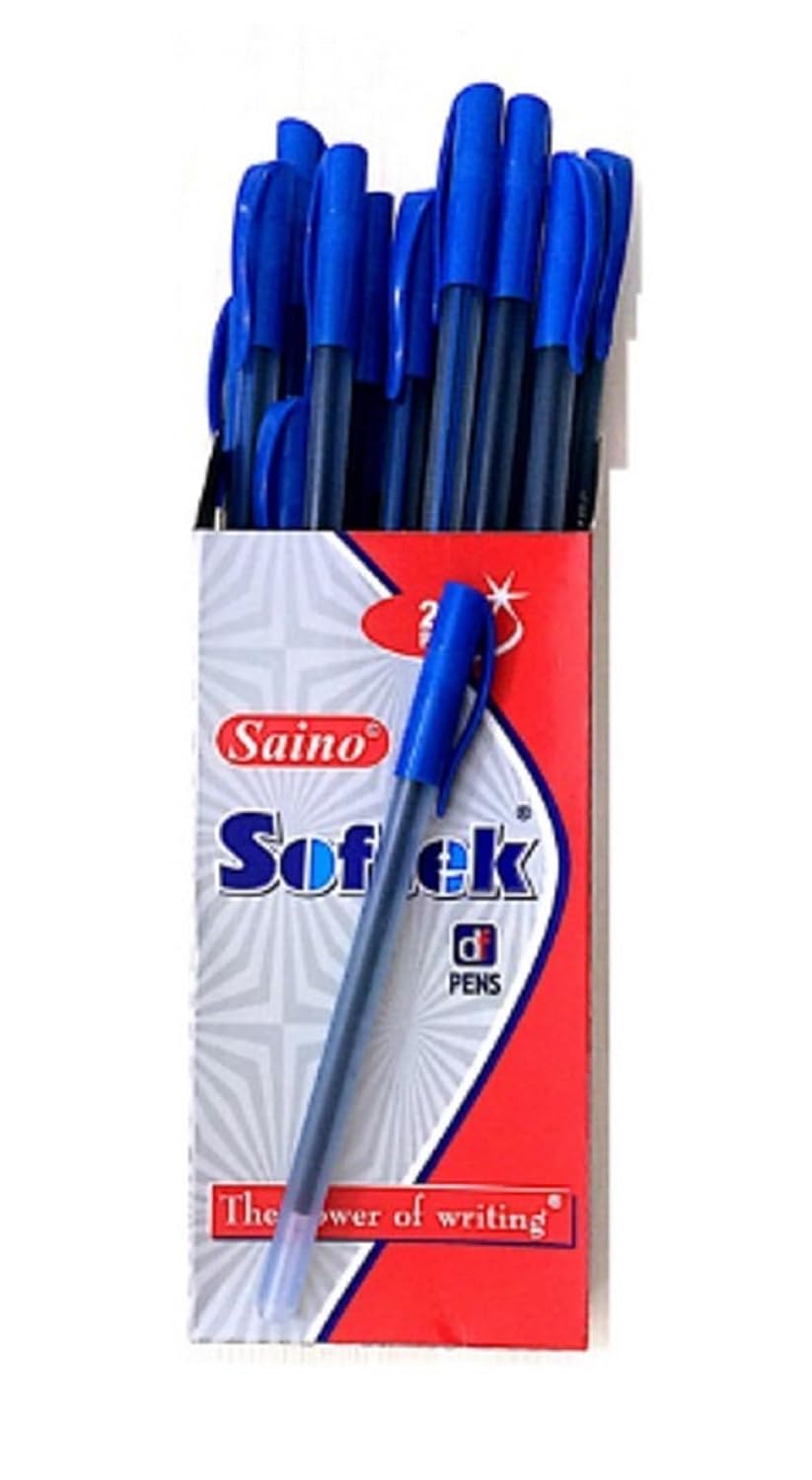 Saino Softek Pens | 200 Pens | Blue Ink |Pack of 10 Boxes | 20 Pens ...