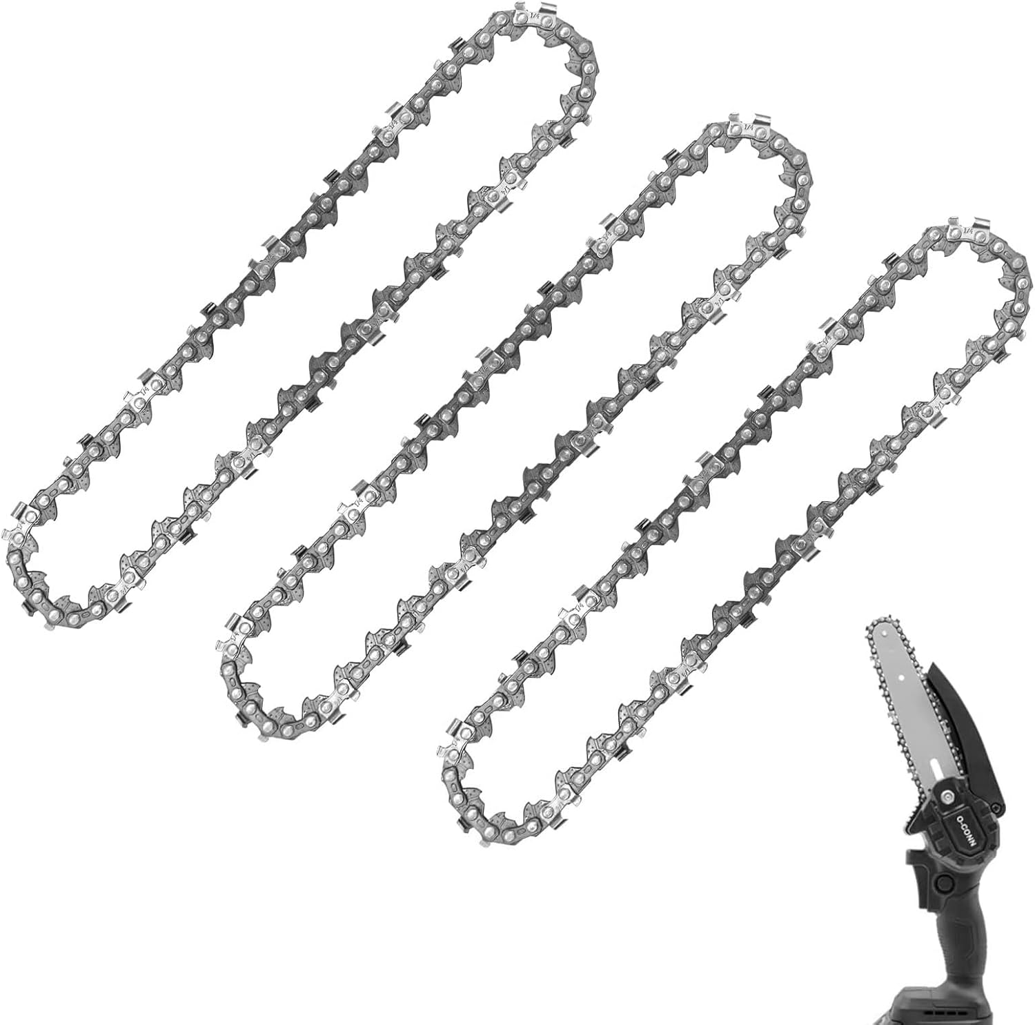 Funnaura 3PCS 6 Inch Mini Chainsaw Chain, Steel Chain Saw Chains for ...