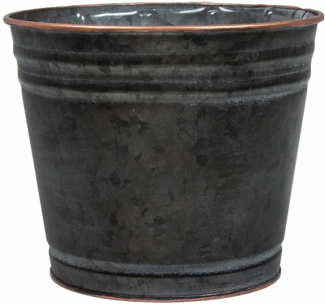 Amazon.com: Silver with Copper Colored Rim Bucket Shaped Planter