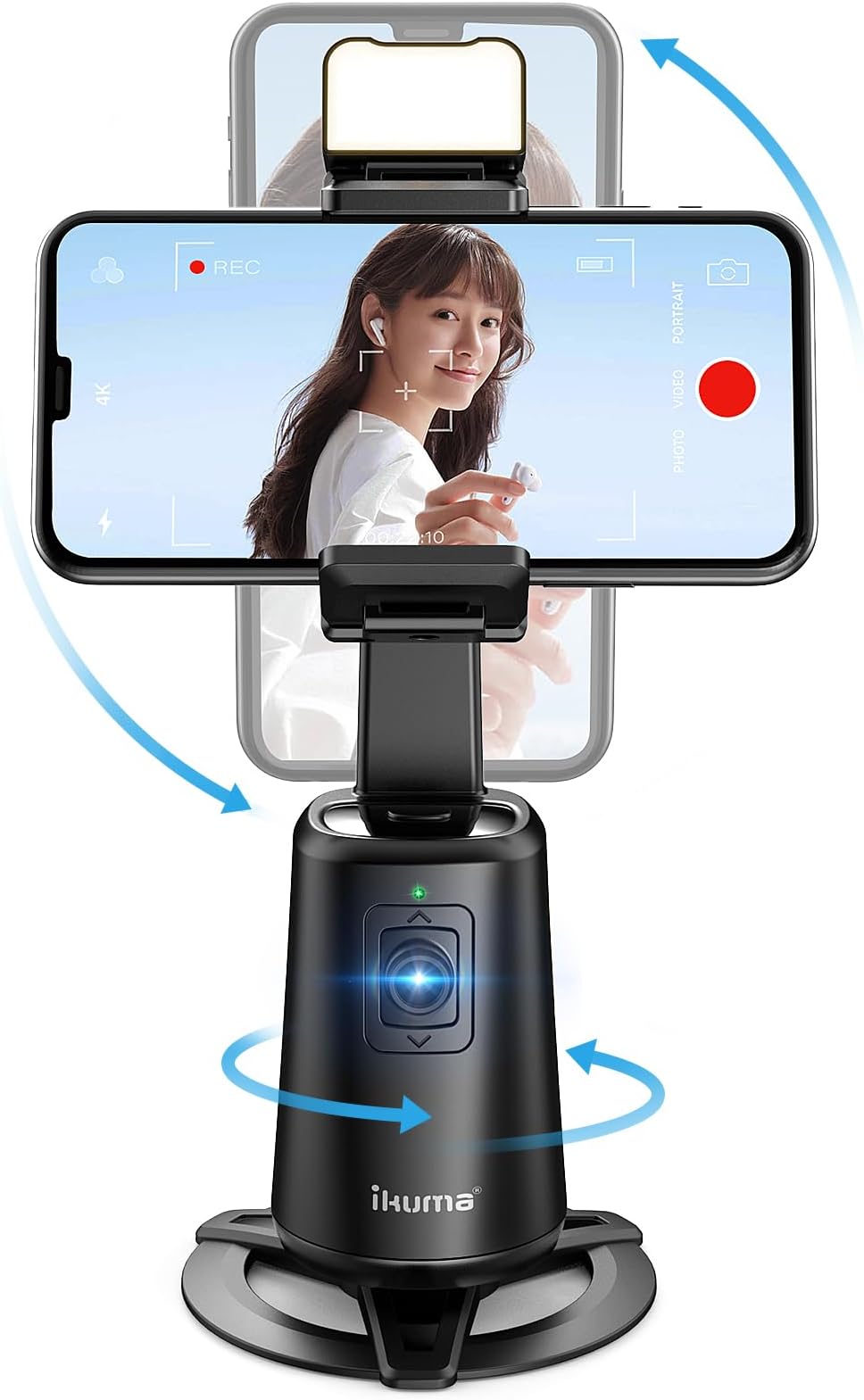 Amazon.co.jp: 【360°顔認識 自動追尾】スマホ ジンバル 自撮り雲台 スマホ リモコン付き カメラ追随 360°自動回転 三脚と組み合わせて使え 自動追跡スマホスタンド 顔追跡 ...
