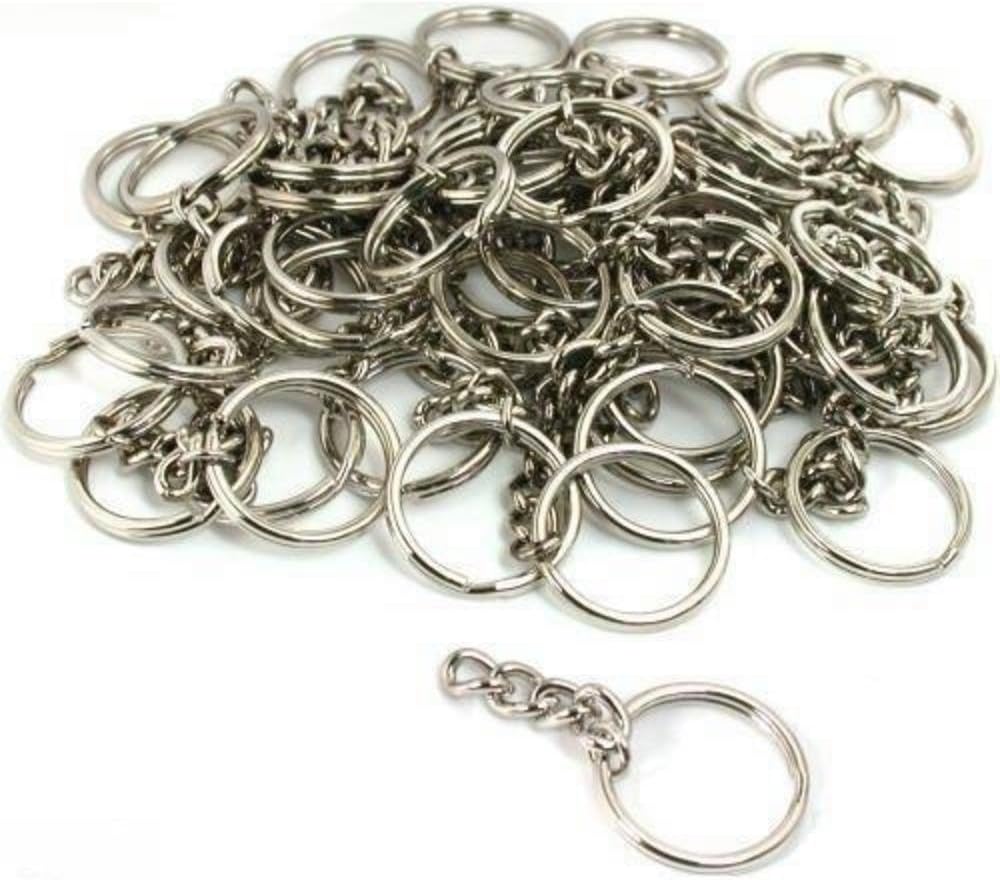 Metal Split Keychain Ring Parts - 100 Key Chains With 25mm Open Jump ...