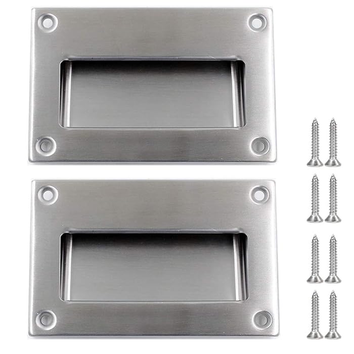 Buy Gasea 2 Packs Flush Recessed Pulls Handles, 5" x 3-1/4" Stainless ...