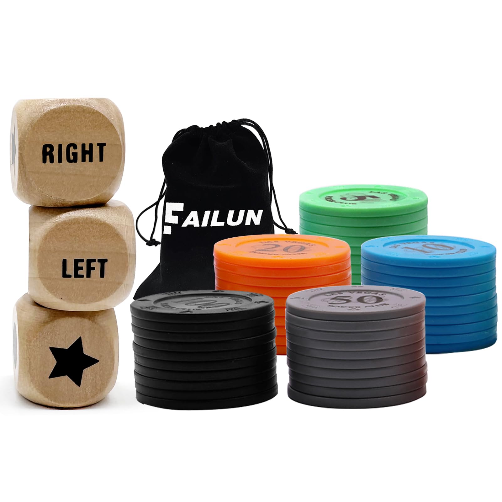 Amazon.com: FAILUN Left Right Center Dice Game Set,3 Wooden Dices and ...