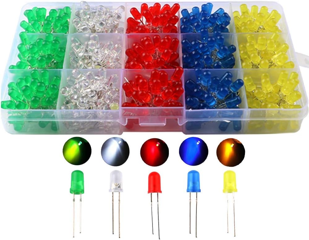 CESFONJER Light Emitting Diode, Led Diode Assortment Kit, Diffused 2pin ...