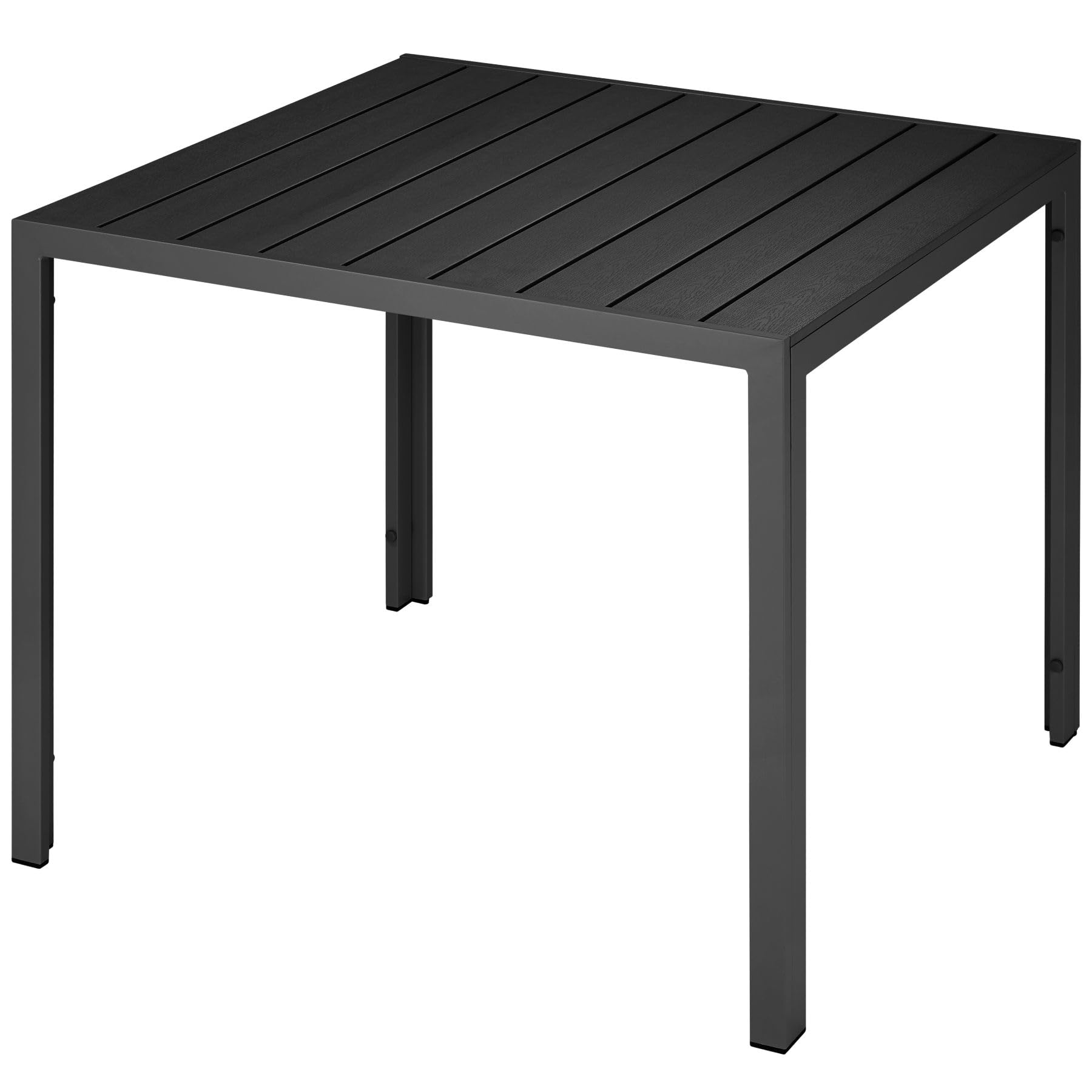 TecTake® Square Garden Table - Wood-Look Top, Weatherproof Aluminium ...