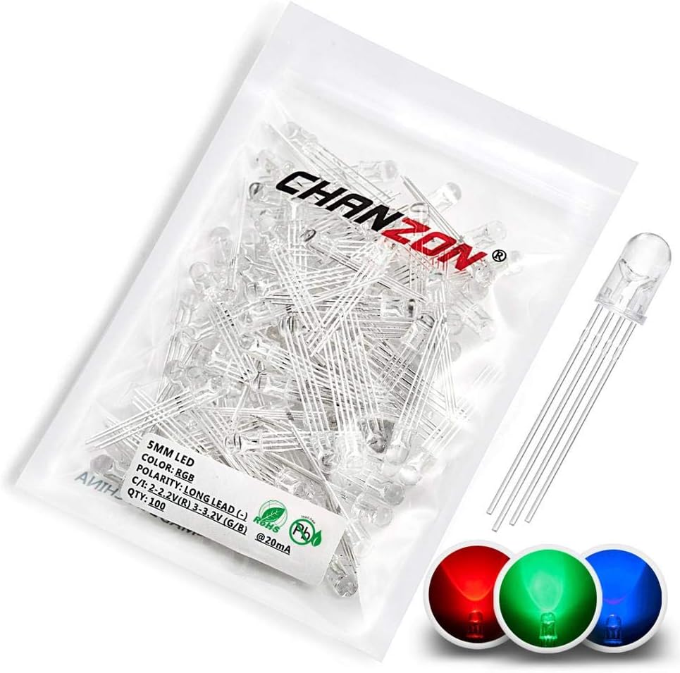 NewZoll 50 pcs 5mm 4 pin RGB Multicolor LED Common Cathode LED for ...