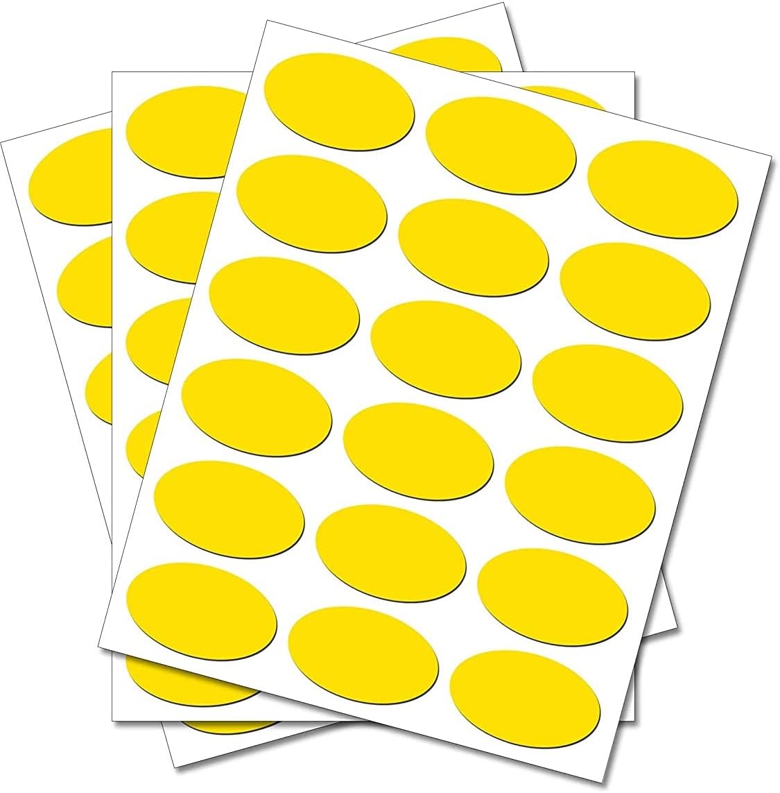 75 Yellow Ovals - Removable Self Adhesive Waterproof Durable Vinyl ...