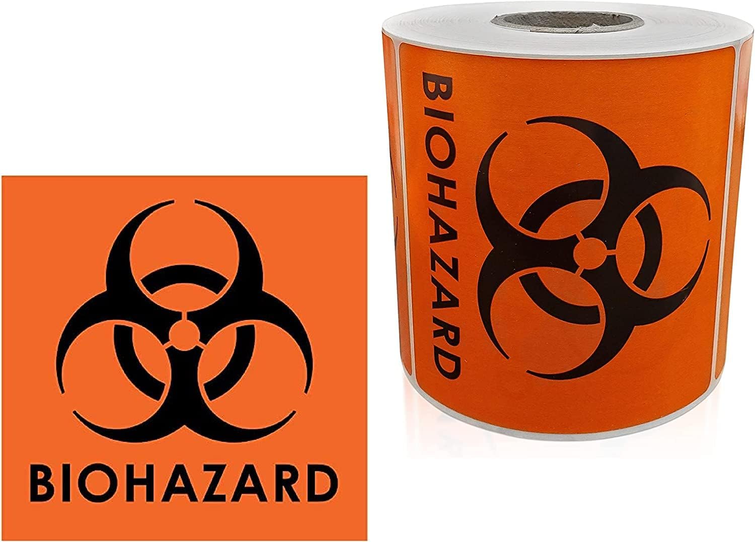 Amazon.com: KOVOT - 500 Stickers - 4"x4" Orange Biohazard Logo Warning ...