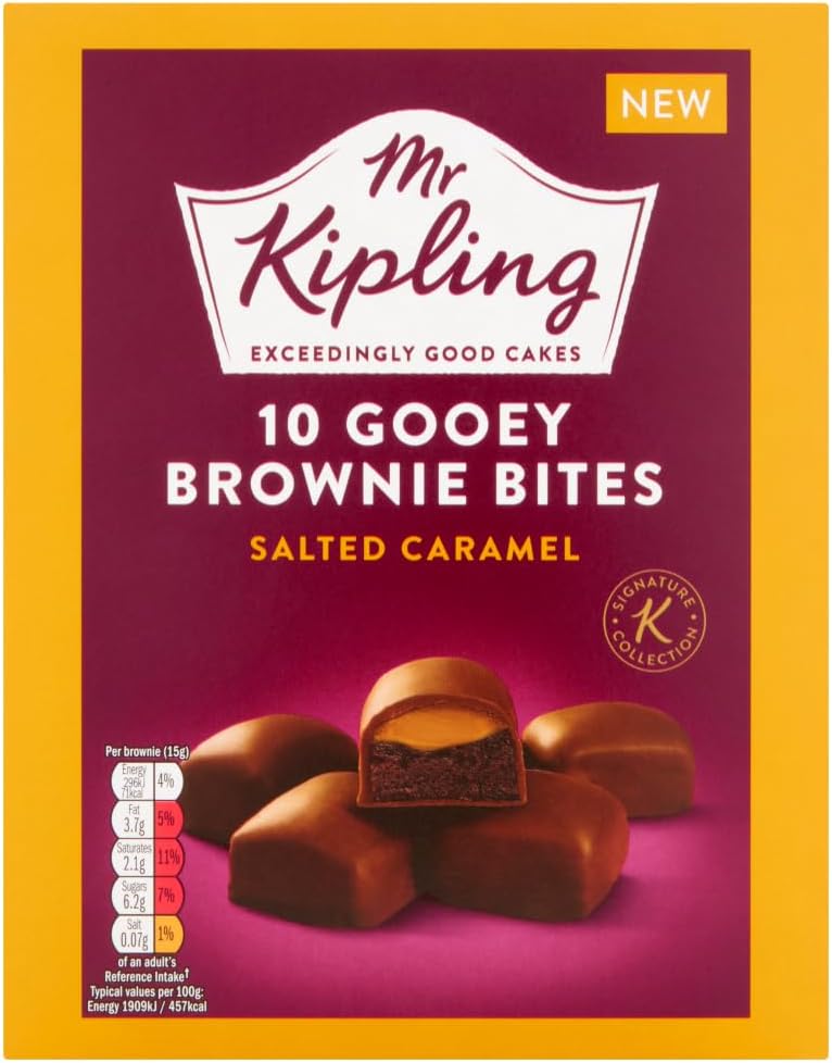 Mr Kipling 10 Gooey Brownie Bites Salted Caramel, 150g : Amazon.co.uk ...