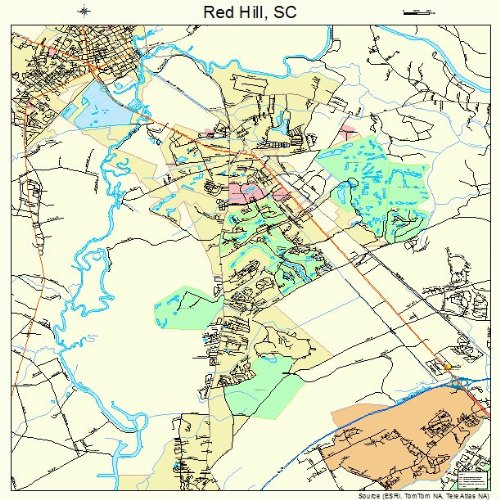 Large Street & Road Map of Red Hill, South Carolina SC - Printed poster ...